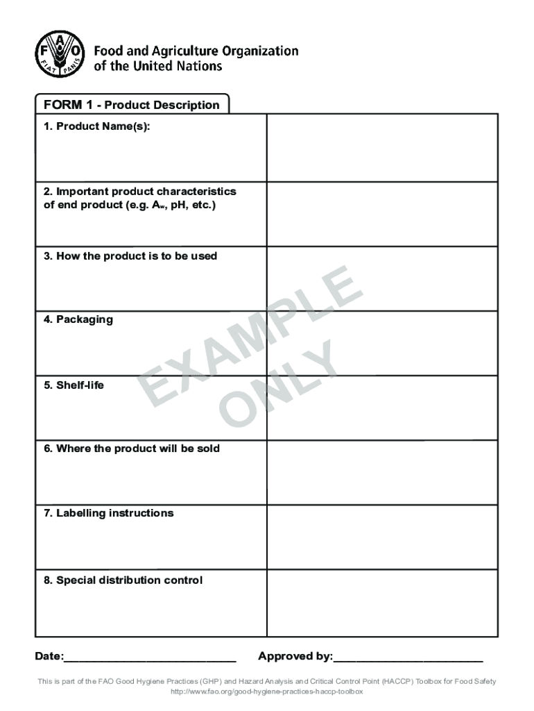 Fillable Online Annex 1 - Blank HACCP forms Fax Email Print - pdfFiller