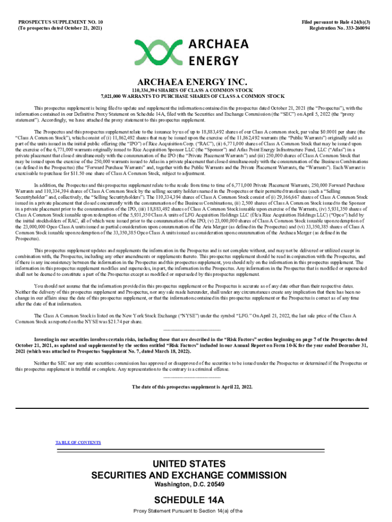 Fillable Online archaea energy inc. Fax Email Print - pdfFiller