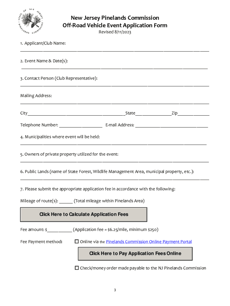 Fillable Online Off-Road Vehicle Event Application Form.pdf Fax Email ...