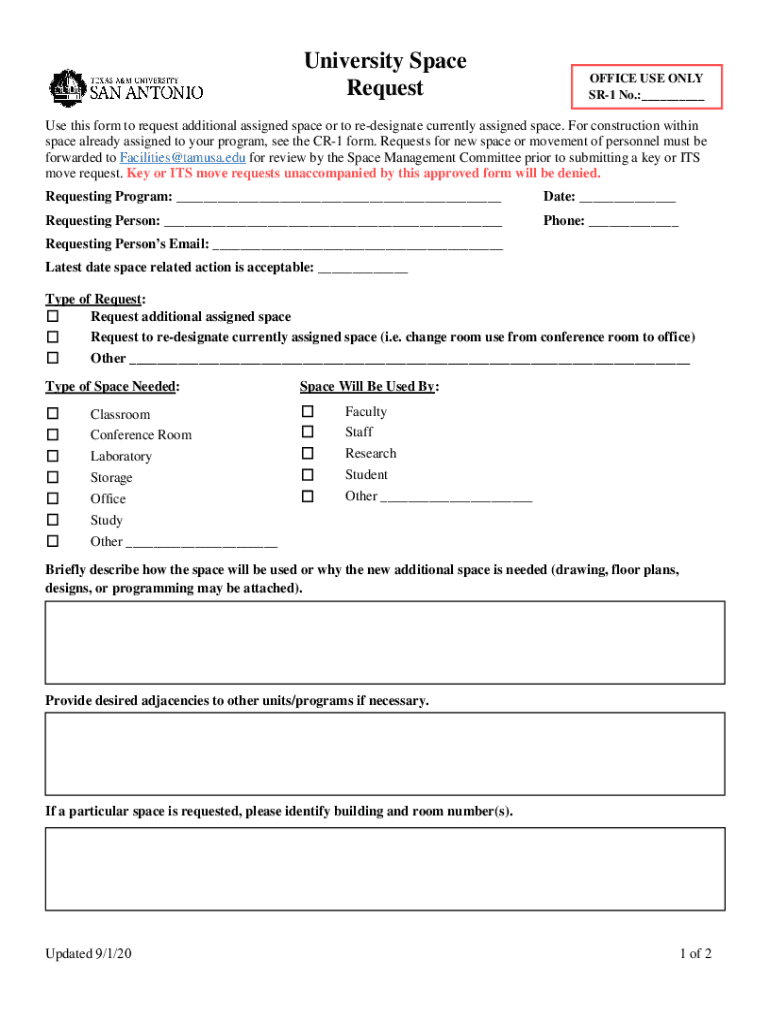 Fillable Online space modification request form instructions & process ...