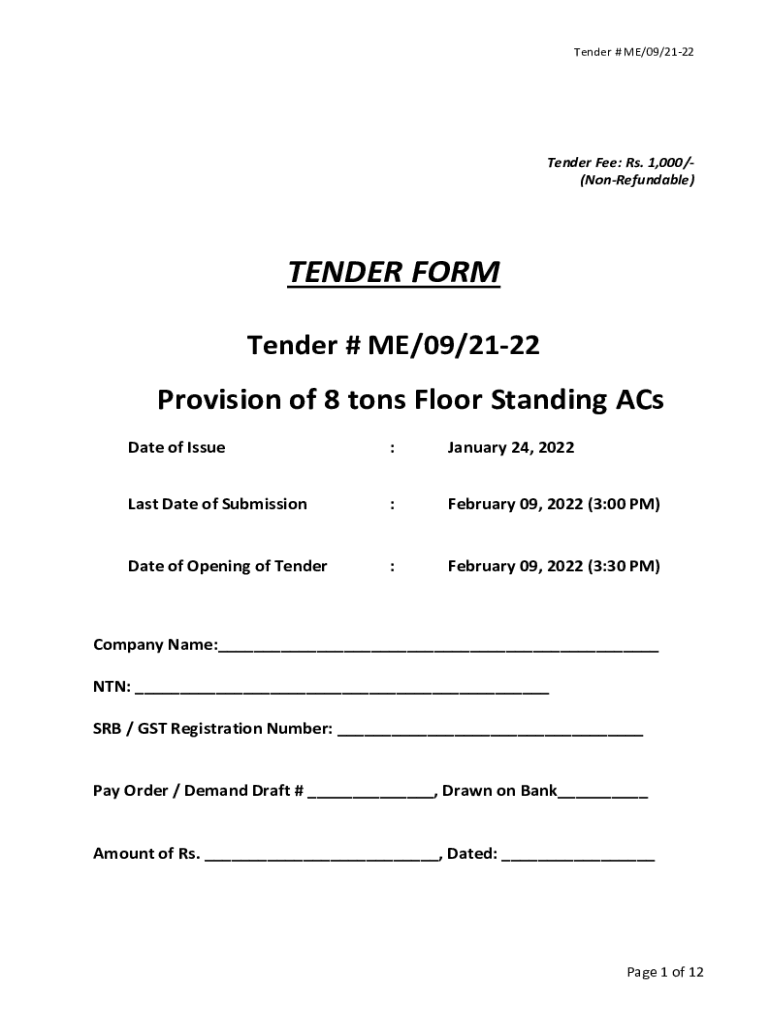 Fillable Online tenders iba edu Provision of Floor Standing & Split ACs ...