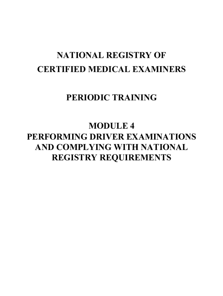 Fillable Online National Registry of Certified Medical ExaminersFMCSA ...