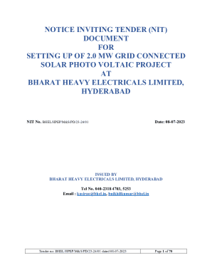 Fillable Online Tender Notice of BHEL for Supply and I&C of 1250KW ...