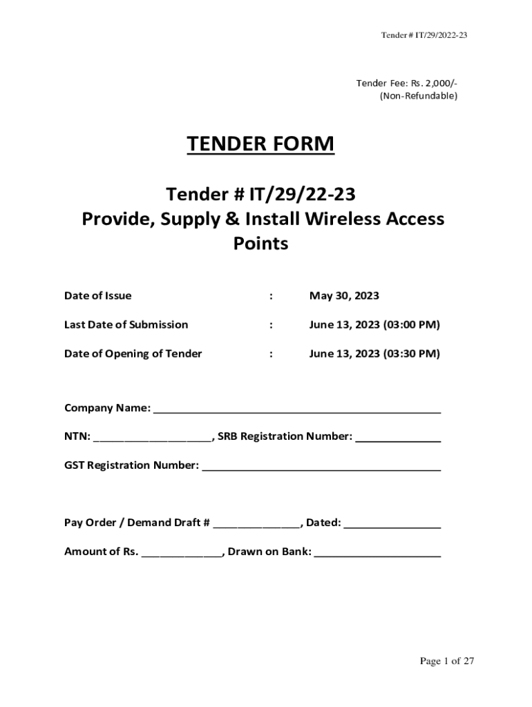 Fillable Online tenders iba edu Tender # IT/09/20-21 Supply and Installation of Wireless ... Fax ...