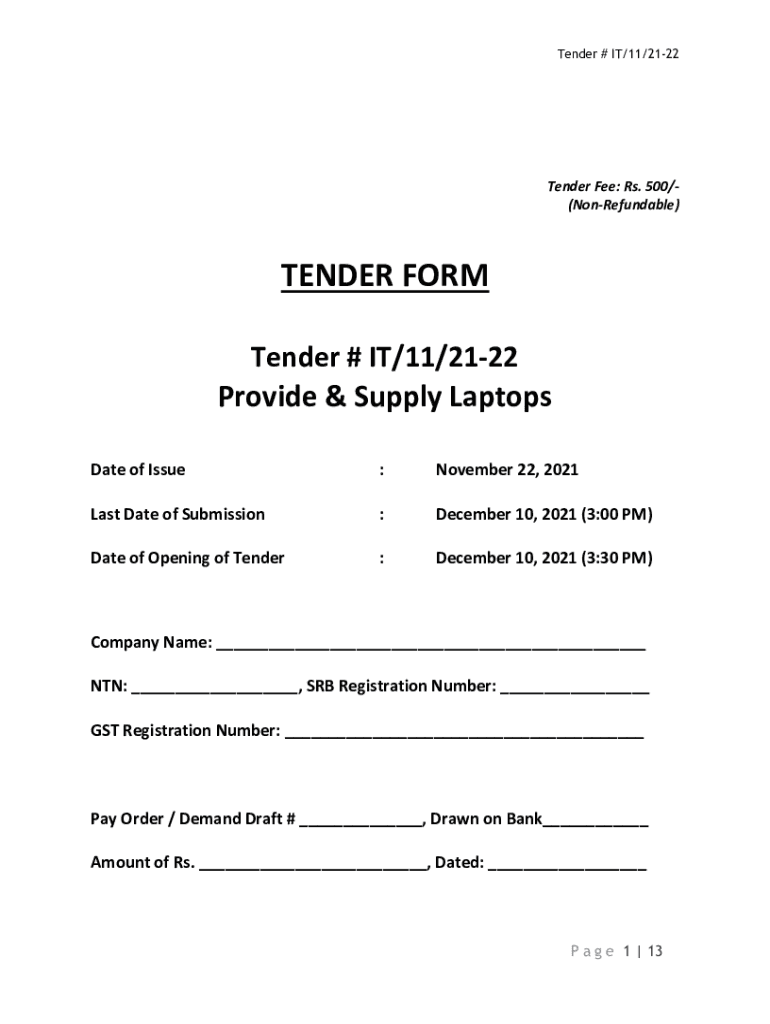 Fillable Online tenders iba edu Tender # IT/11/21-22 Fax Email Print ...