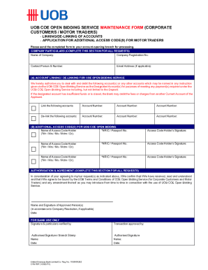 Fillable Online UOB COE OPEN BIDDING SERVICE MAINTENANCE FORM ...