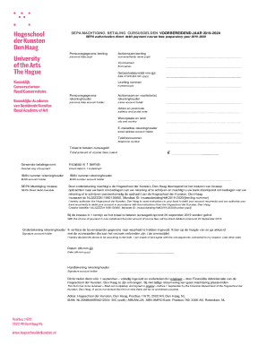 Invulbaar Online SEPA authorization direct debit payment course fees ...