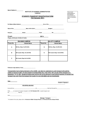 Fillable Online STUDENTS TRANSPORT REGISTRATION FORM ( ... Fax Email ...