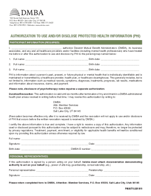 Fillable Online Deseret Mutual Benefit Administrators (DMBA) Fax Email Print - pdfFiller