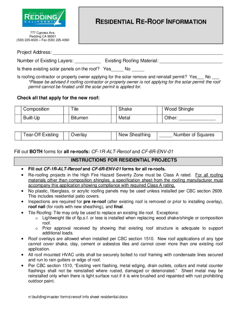 Fillable Online RE-ROOF INFORMATION SHEET COMMERCIAL Fax Email Print ...