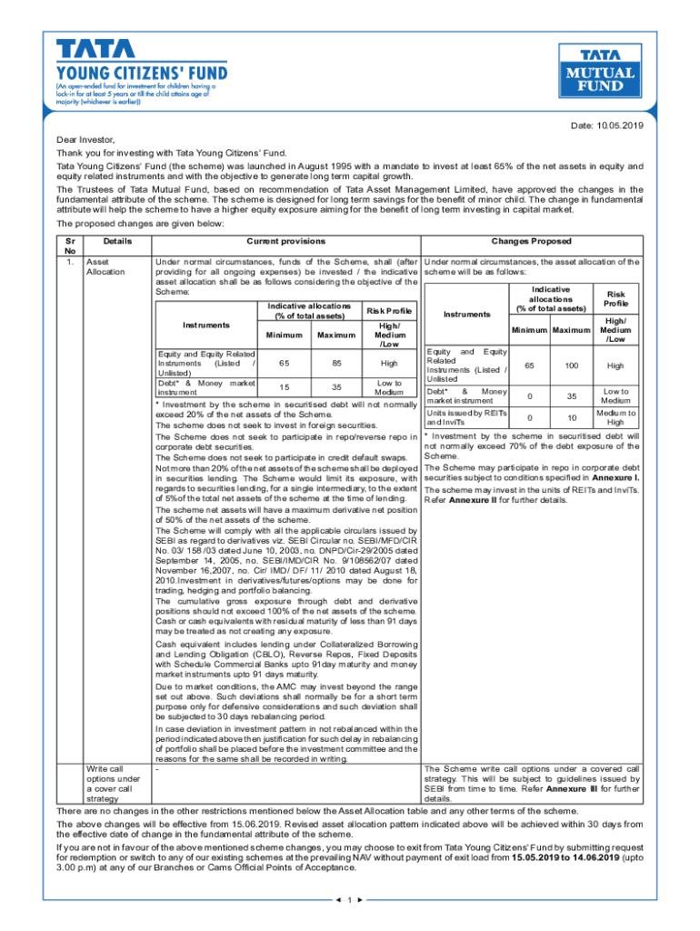 Fillable Online Historical Mutual Fund NAV of Tata Young Citizen Reg Gr ...