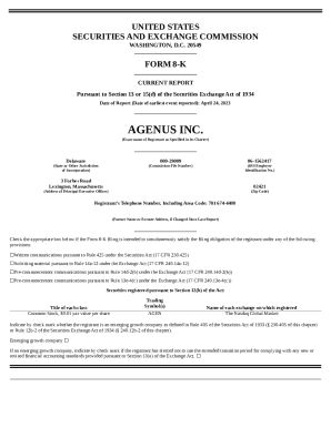 AGENUS INC (. EDGAR Online Pro Doc Template | pdfFiller
