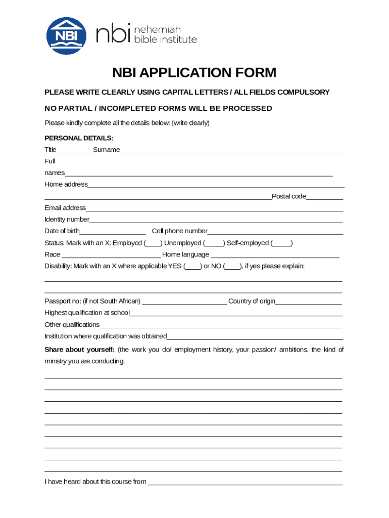 Online NBI APPLICATION : 2020 Fax Email ... Doc Template | pdfFiller