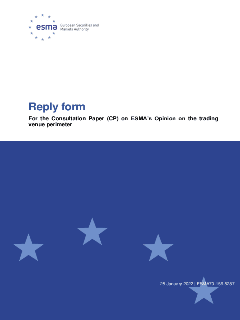 Fillable Online Reply form For the Consultation Paper (CP) on ESMA's ...