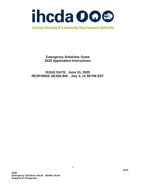Emergency Solutions Grant (ESG) - IHCDA Doc Template | pdfFiller
