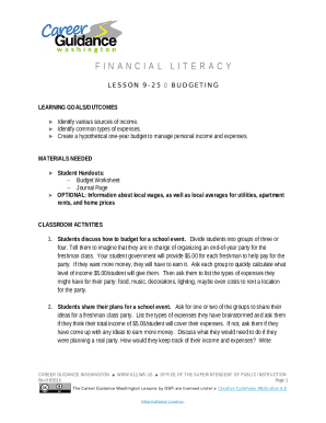 Budgeting and Goal Setting - Financial Literacy - Yale University Doc ...