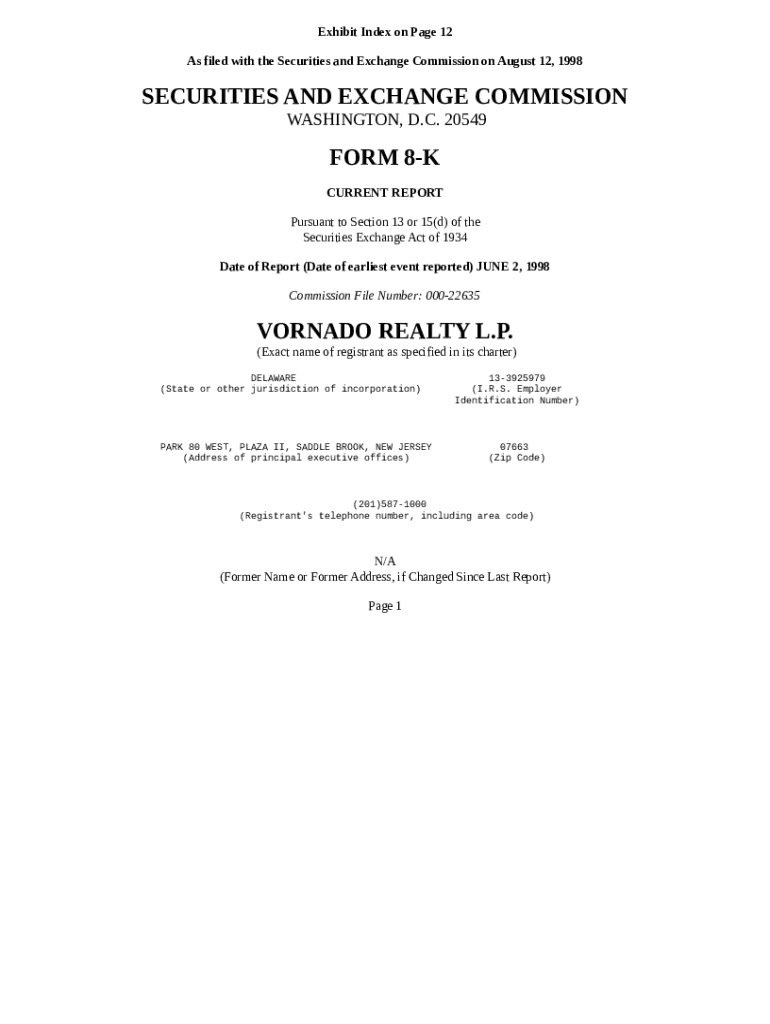 VORNADO REALTY LP (. EDGAR Online Pro Doc Template | pdfFiller