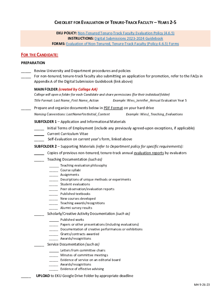 Fillable Online Faculty Evaluation Form Tenure & Tenure Track Fax Email ...