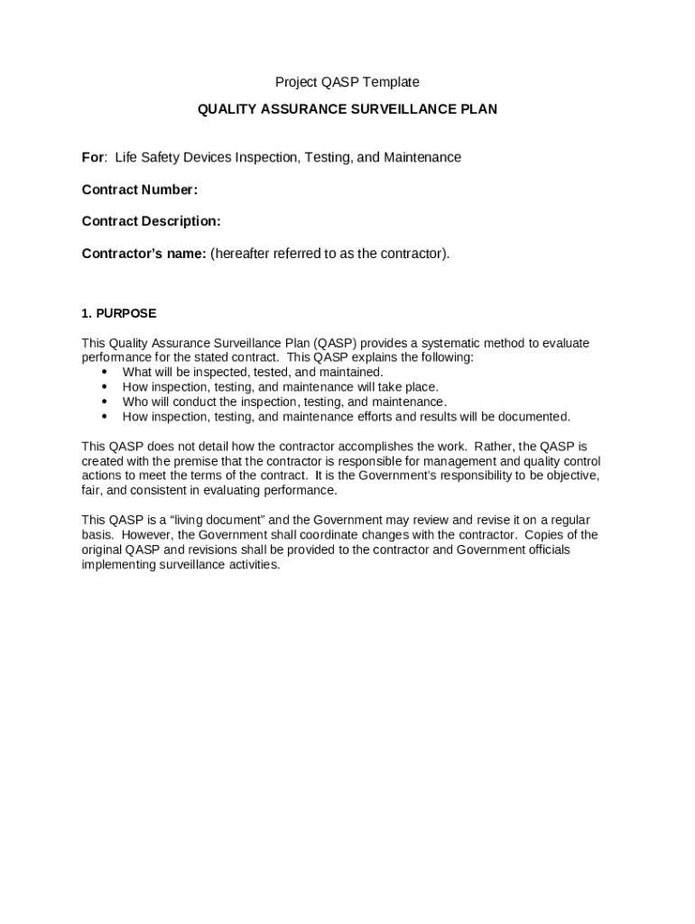 quality assurance surveillance plan (qasp) template - OAMP Doc Template ...