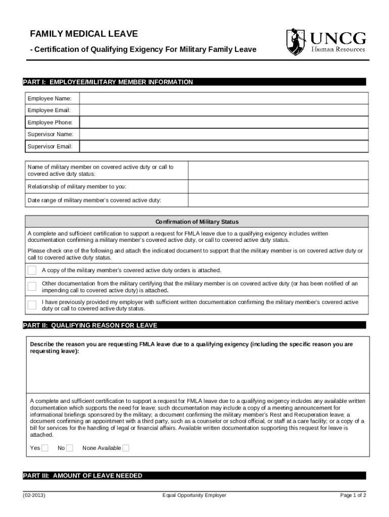 Military Family Leave Request- Qualifying Exigency ( ... Doc Template ...
