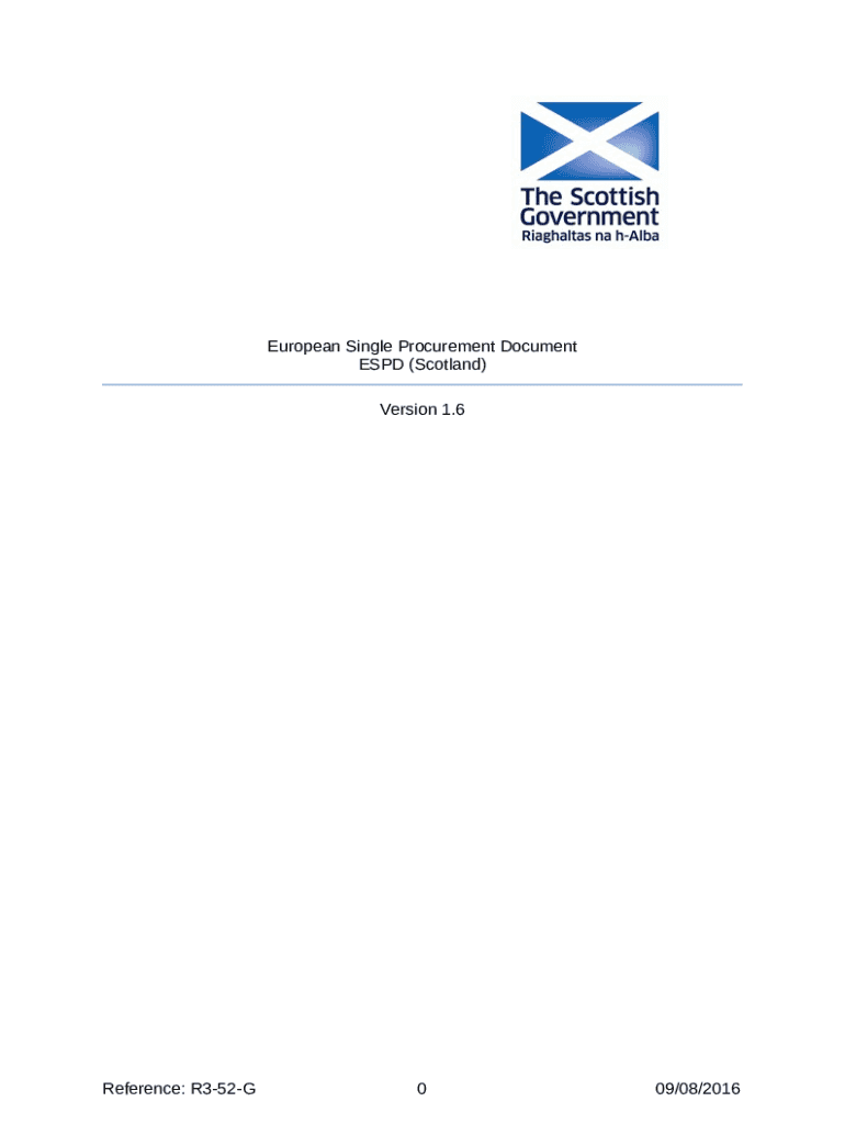 European Single Procurement Document (Scotland). ESPD Doc Template ...