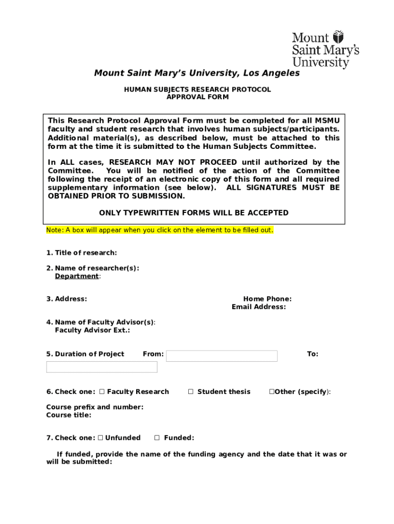 HUMAN SUBJECTS PROTOCOL APPROVAL ... Doc Template | pdfFiller