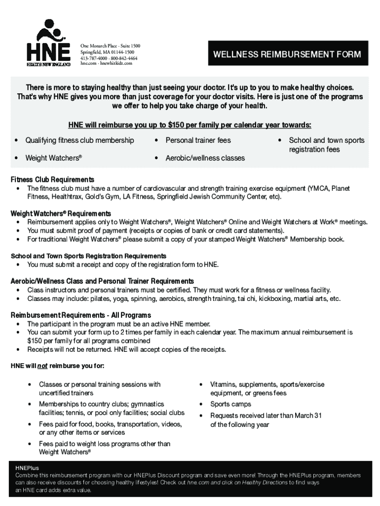 Fillable Online Hne Wellness Reimbursement Form - Fill Online ...