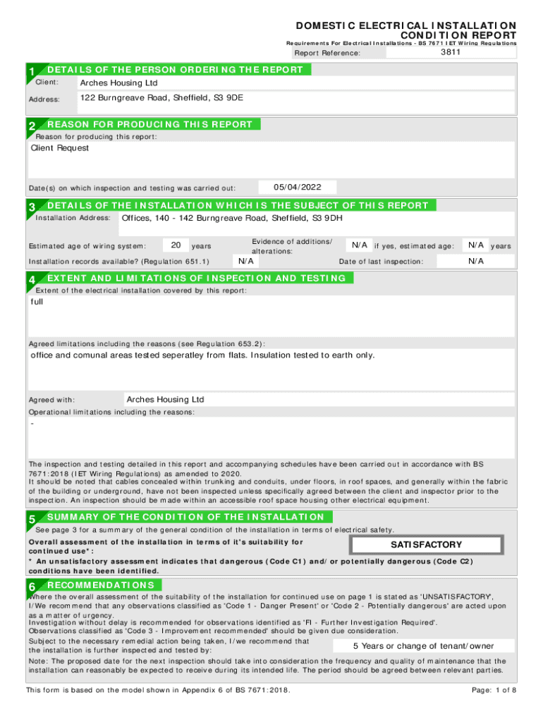 Fillable Online Domestic Electrical Installation Condition ReportPDF ...