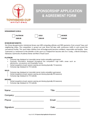 Fillable Online 20+ Sponsorship Application Forms Fax Email Print ...