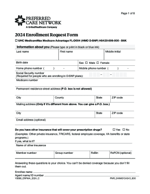 Fillable Online 2024 Enrollment Request Form Fax Email Print - pdfFiller