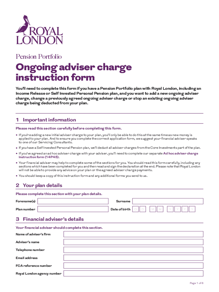 Fillable Online Pension Portfolio Plan - Income Release Switch On Form ...
