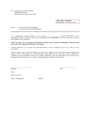 Fillable Online TEE INTERNATIONAL LIMITED ACCEPTANCE FORM Fax Email ...