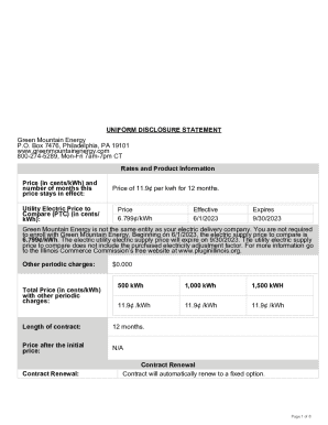 Fillable Online UNIFORM DISCLOSURE STATEMENT Green Mountain Energy ...