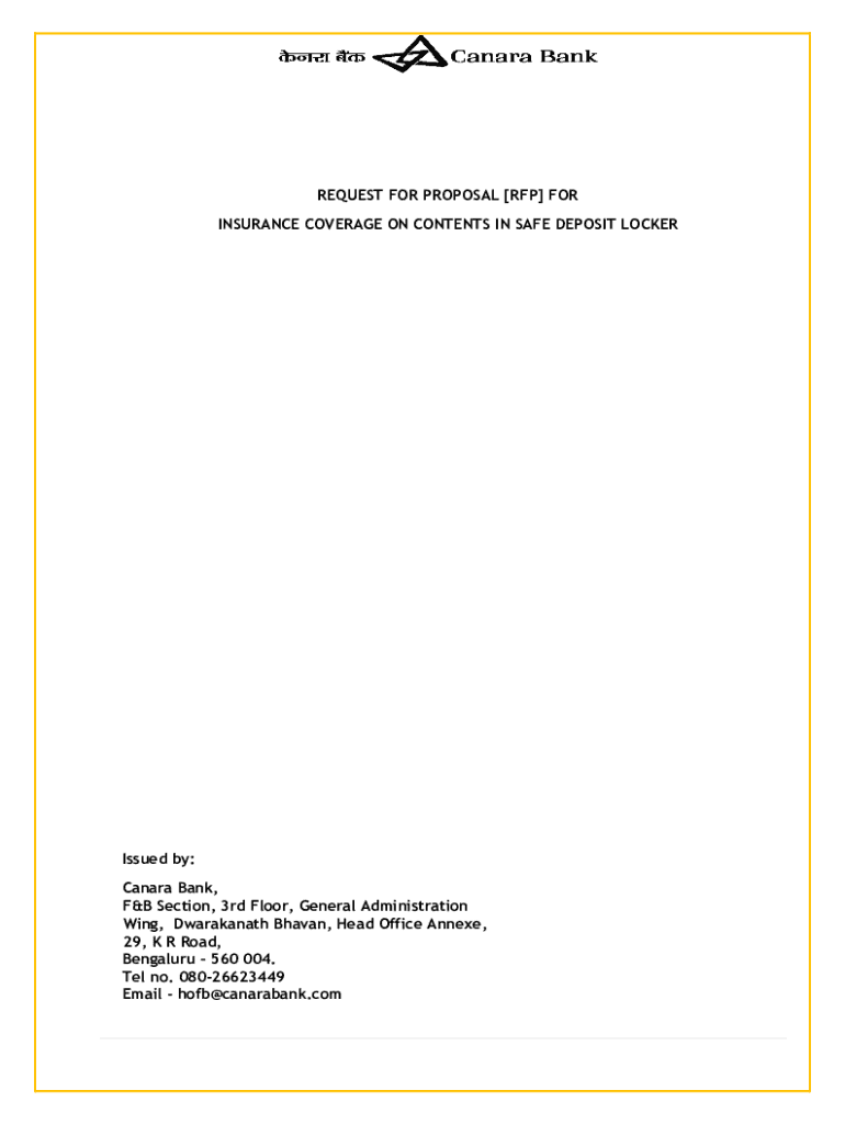 Fillable Online REQUEST FOR PROPOSAL RFP FOR INSURANCE ... Fax Email ...