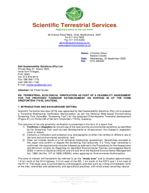 Fillable Online nalisustainabilitysolutions co Scientific Terrestrial Services Fax Email Print ...