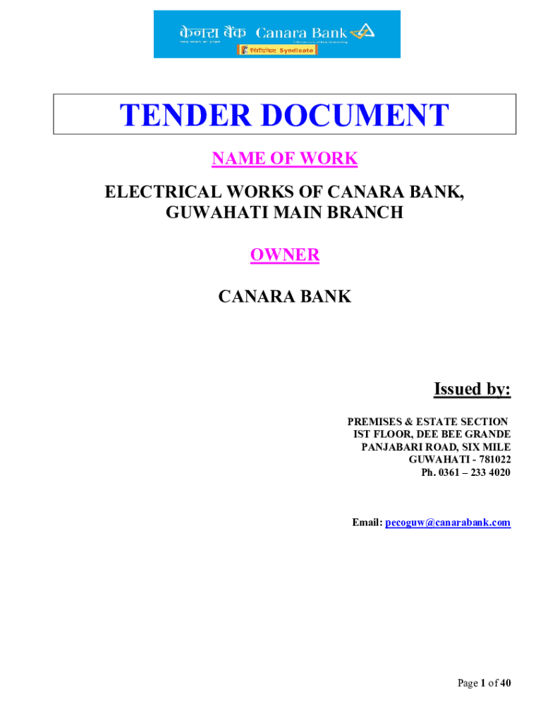Fillable Online Final Tender Covering Letter ELECTRICAL GUWAHATI MAIN ...