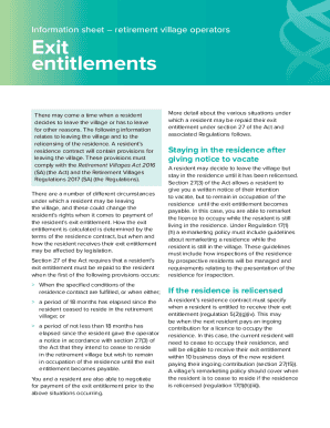 Fillable Online Exit entitlements. Information sheet for retirement ...