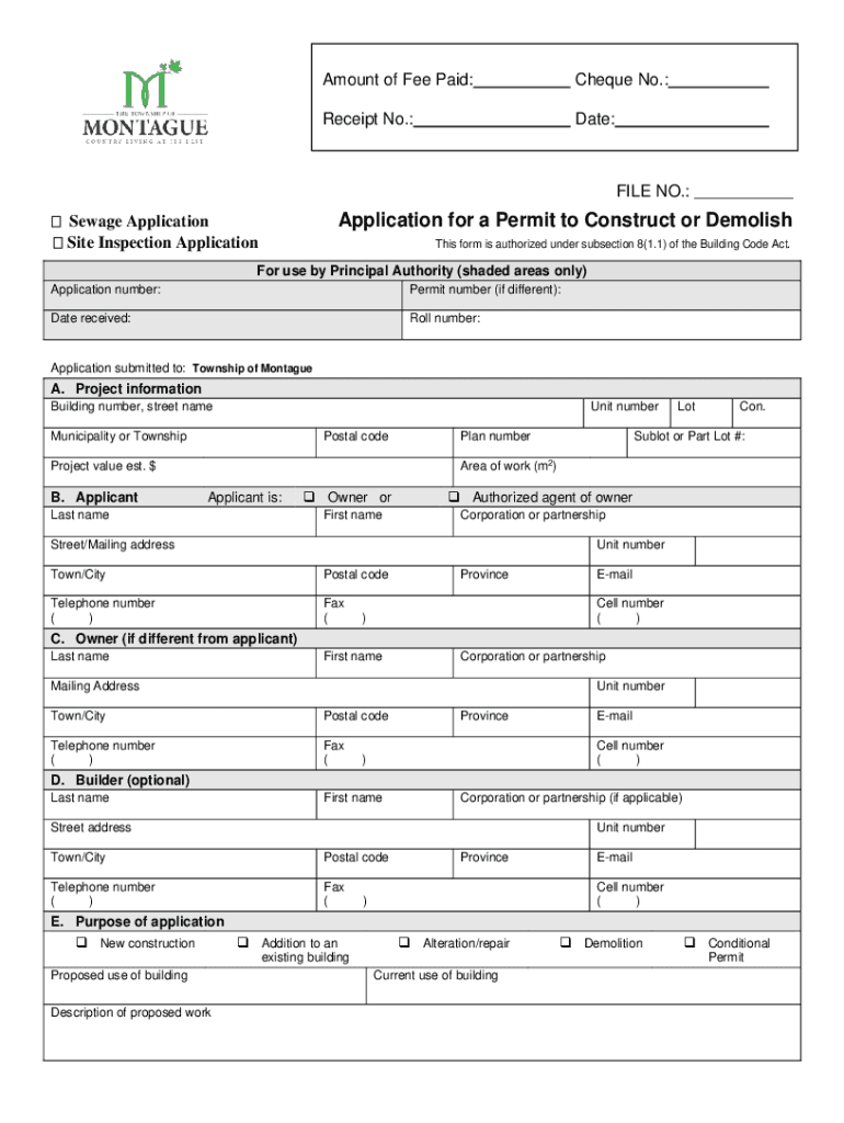 Fillable Online Sewage System Permit Instructions Fax Email Print ...