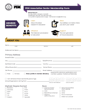 Fillable Online PDK Association Senior Membership Form Fax Email Print ...