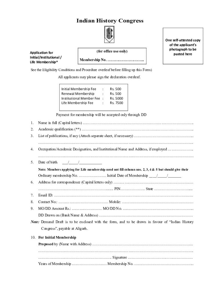 Fillable Online 2 New INDIAN HISTORY CONGRESS Fax Email Print - pdfFiller
