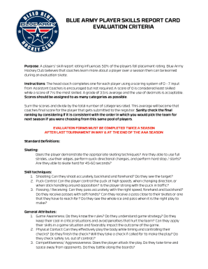Fillable Online Giving Players a Hockey Report Card - What's Their ...