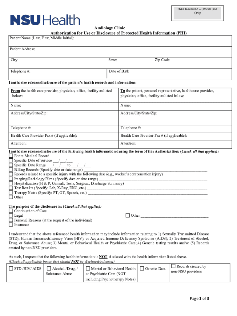 Fillable Online I authorize release/disclosure of the patients health records and information ...