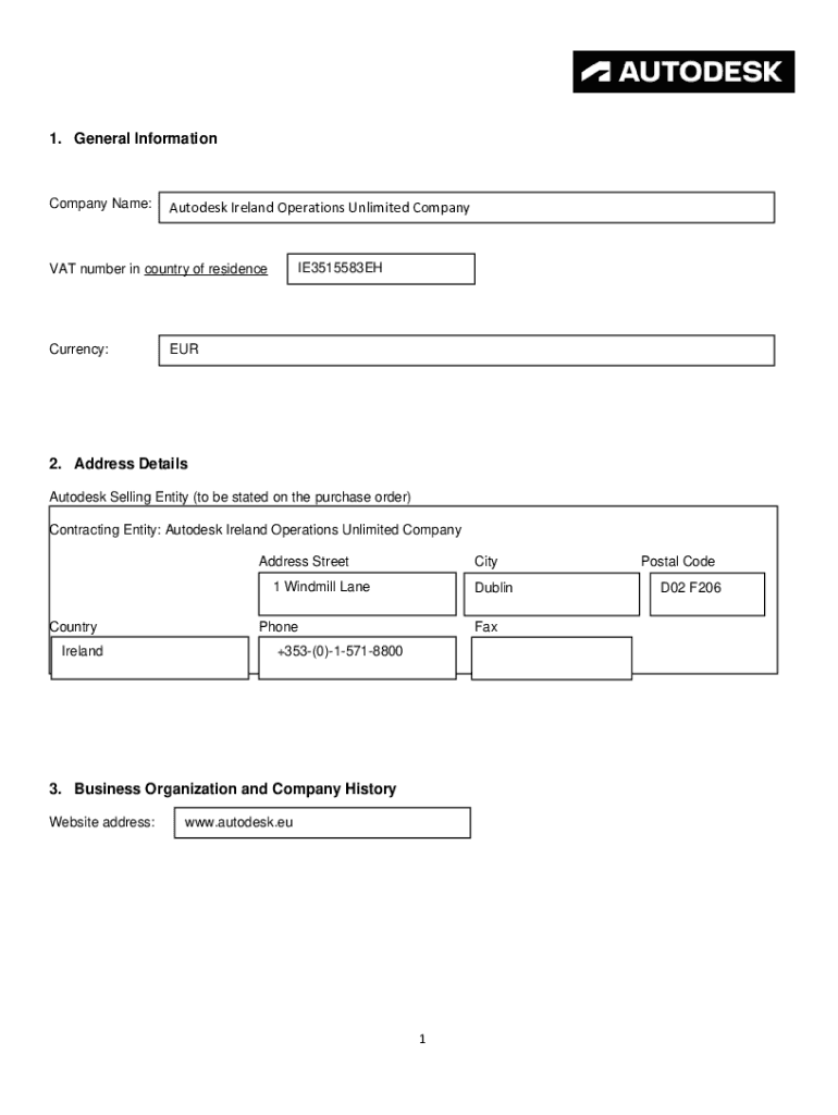 Fillable Online Autodesk Ireland Operations Unlimited Company Fax Email ...