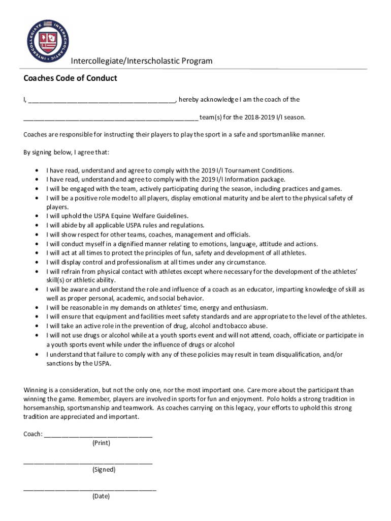 Fillable Online II Coach Code of Conduct.docx Fax Email Print - pdfFiller