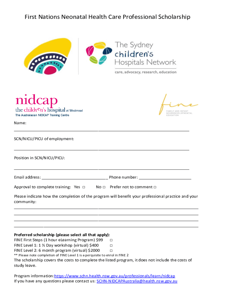Fillable Online First Nations Neonatal Health Care Professional Scholarship Fax Email Print ...