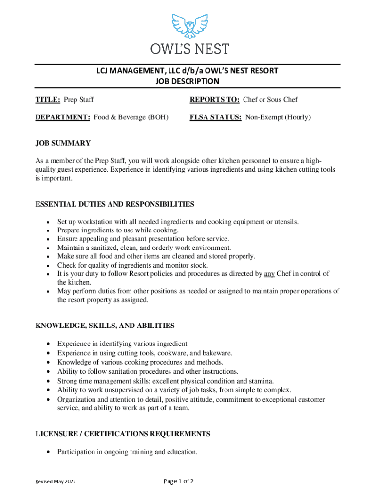 Fillable Online Sous-Chef.pdf Fax Email Print - pdfFiller