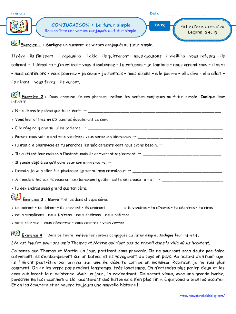 Remplissable En Ligne Fiche-20-Reconnaitre-des-verbes-conjugues-au ...