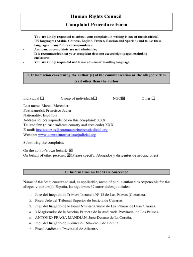 Completable En línea How do I file a human rights violation complaint ...
