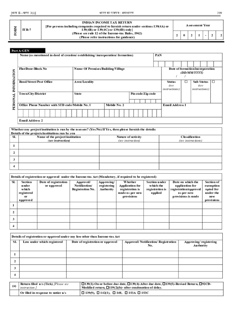 Fillable Online FAQs on ITR-7 - Income Tax Department Fax Email Print ...