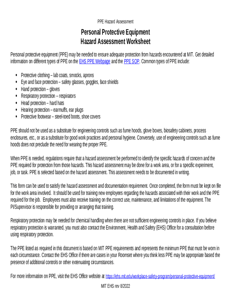 Personal Protective Equipment (PPE) - MIT EHS - ehs mit Doc Template ...